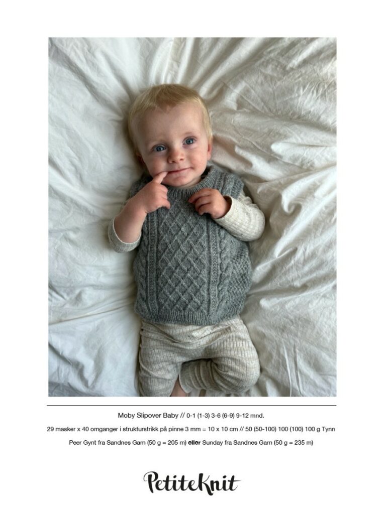 PetiteKnit Moby slipover baby – Askim Garnhus – Tre Varme Hjerter